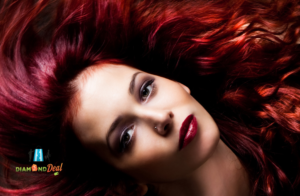 Vörös hajfestés hajvágással, keratinos ápolással szárítással